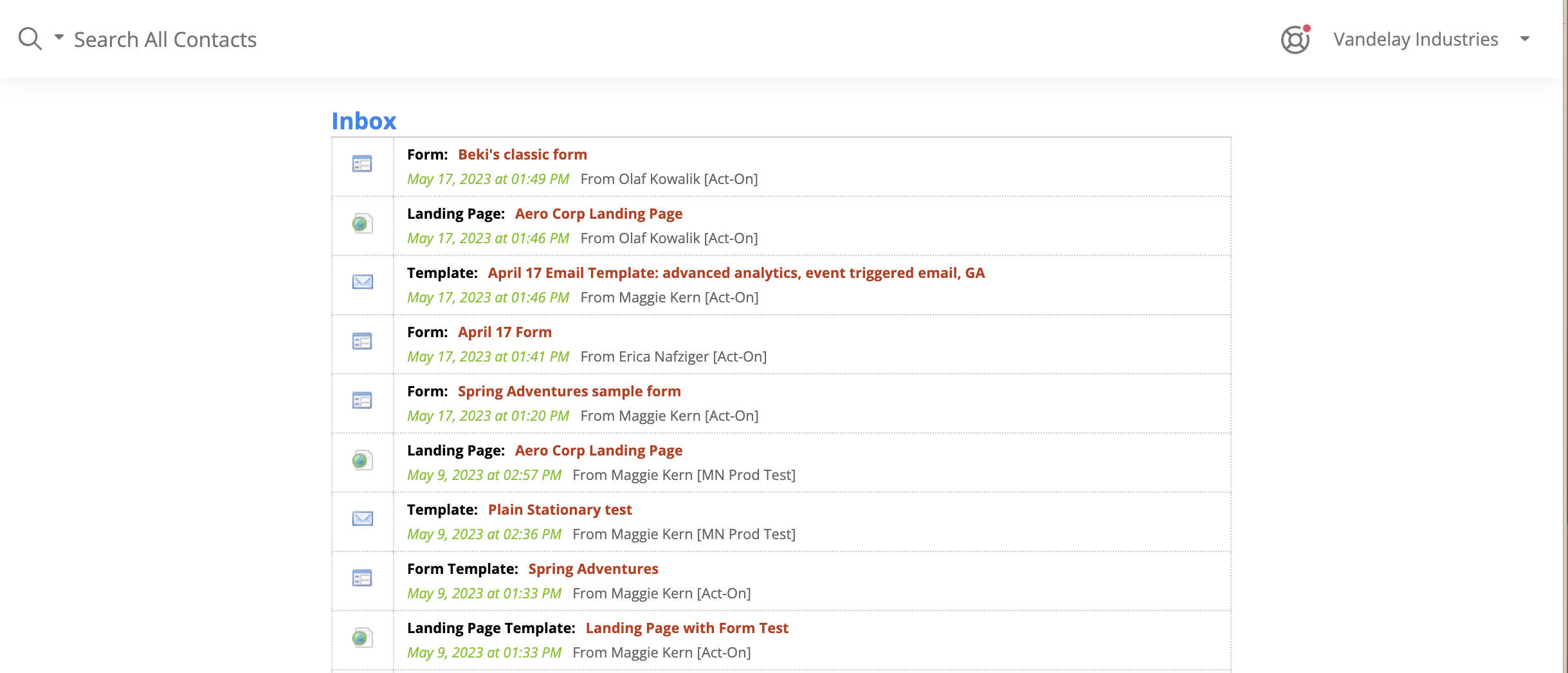 Inbox UI Improvements – Act-On Connect Home