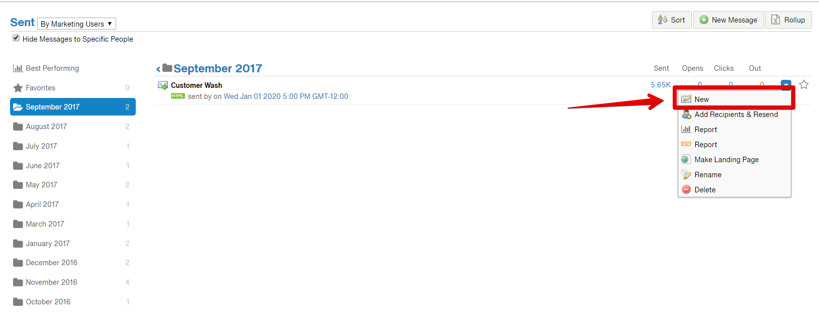 Creating a New Email from a Sent Message – Act-On Connect Home