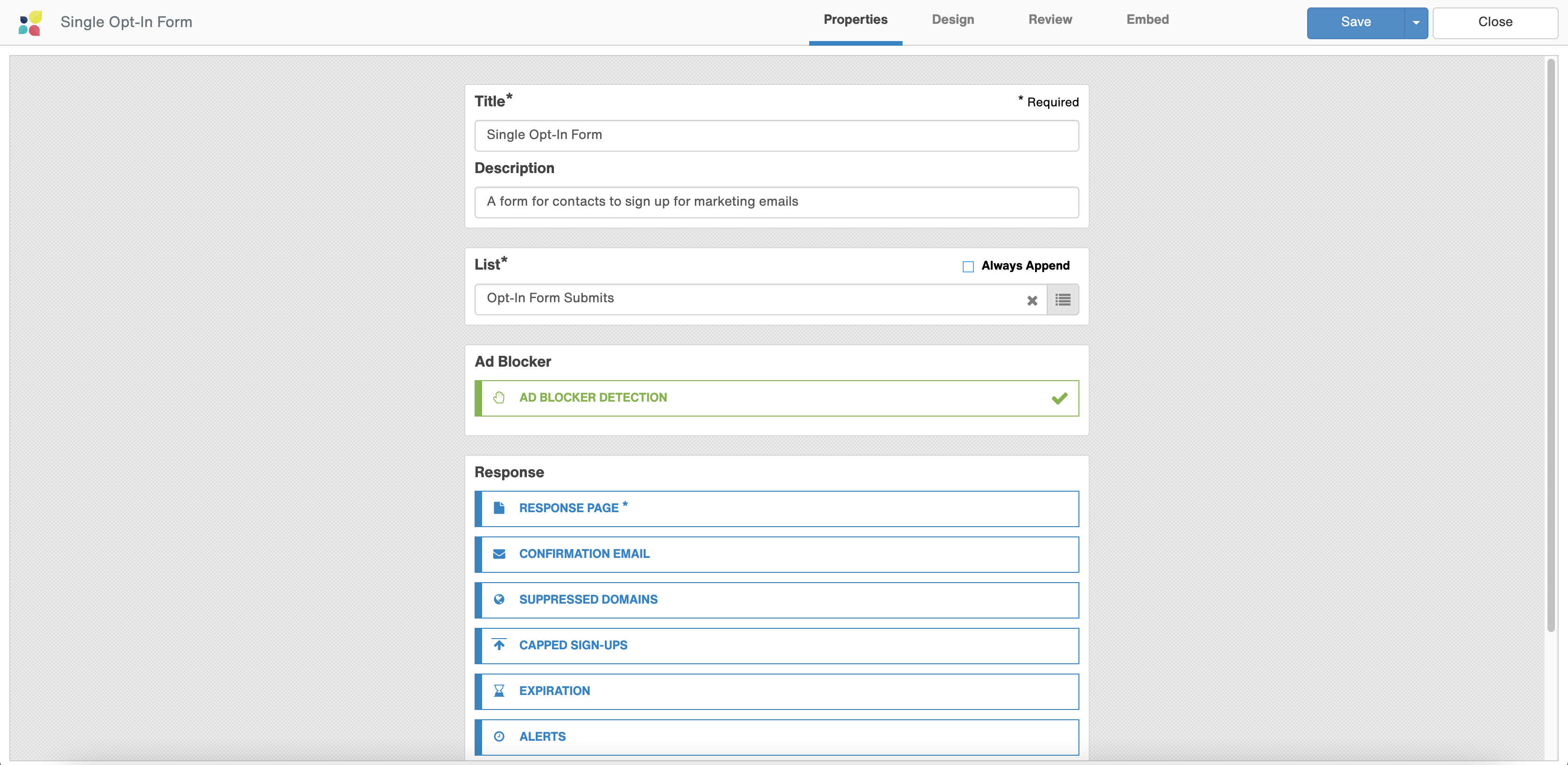 Creating a Single Opt-In Form – Act-On Connect Home